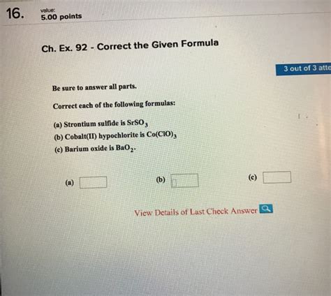 Solved Correct Each Of The Following Formulas Strontium