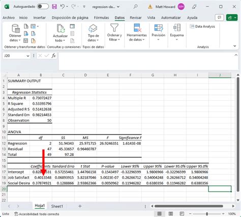 Regresión En Excel Dr Matt C Howard