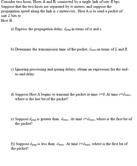 Solved Consider Two Hosts Hosts A And B Connected By A