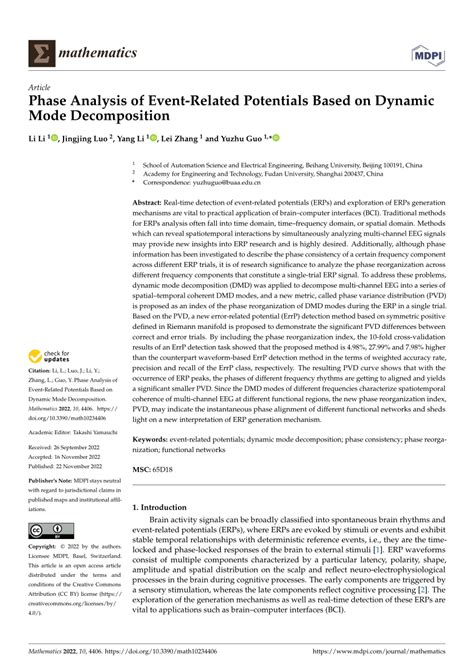 Pdf Phase Analysis Of Event Related Potentials Based On Dynamic Mode