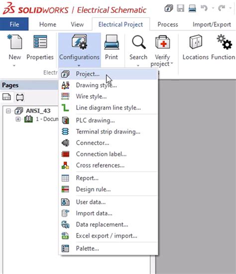 solidworks electrical schematic displaying alpha numeric rows