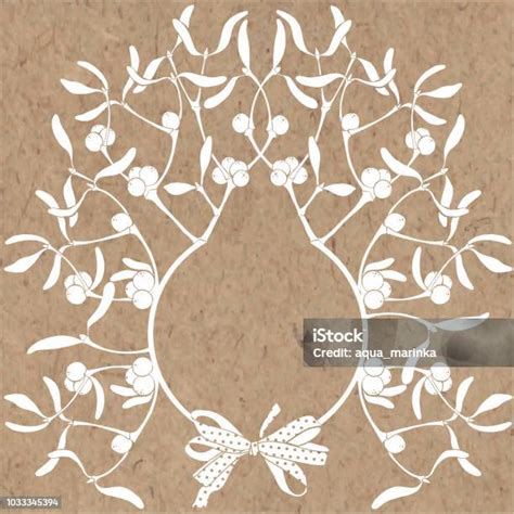 크 라프 트 지에 미 슬 토와 꽃 프레임입니다 텍스트에 대 한 장소를 가진 벡터 배경입니다 인사말 카드 초대장 또는 디자인에 대 한 격리 된 요소 0명에 대한 스톡 벡터