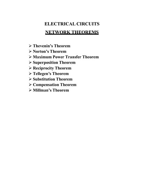 SOLUTION Electrical Engineering Electrical Circuit Network Theorems Studypool