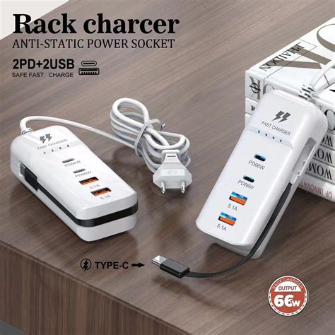 Port Usb Charger With Type C Socket Extension Cable Multi Port Dual Pd Fast Charging Head Fast