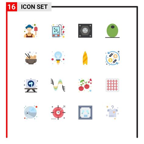 16 Universal Flat Colors Set For Web And Mobile Applications Rice Chinese Plug Vegetable Food