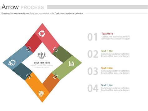 Ppts Four Staged Arrow Process Chart And Icons For Agile Management Flat Powerpoint Design