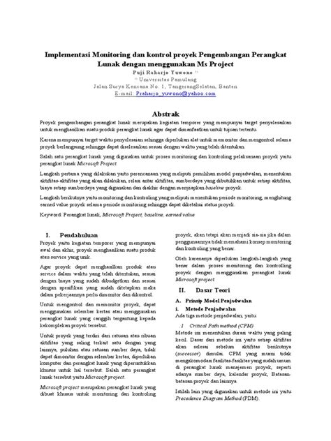Implementasi Monitoring Dan Kontrol Proyek Dengan Menggunakan Perangkat Lunak Pdf