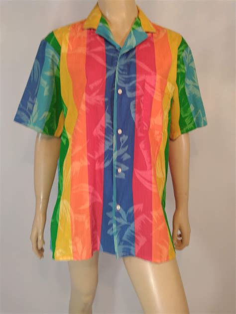 Vintage 80s Rainbow Striped Cotton Shirt Usa Made Size M Etsy