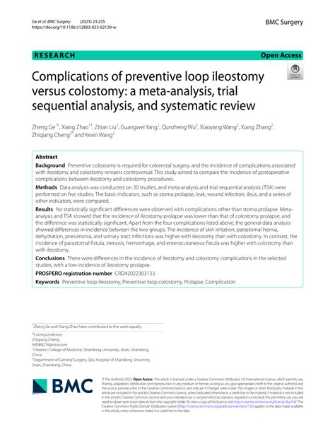 Pdf Complications Of Preventive Loop Ileostomy Versus Colostomy A Meta Analysis Trial
