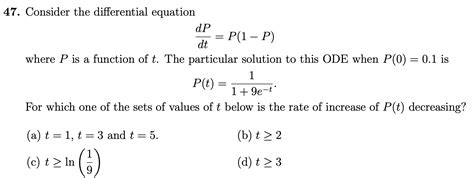 Solved Consider the differential equationdPdt=P(1-P)where P | Chegg.com