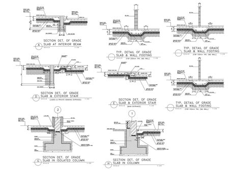 Interior Beam Grade Slab Section Detail Autocad Dwg Drawing