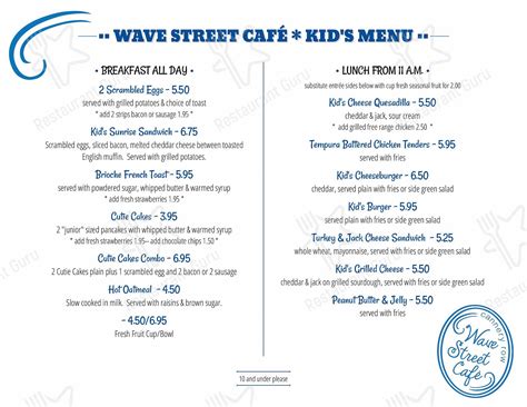 Menu At Wave Street Cafe Monterey