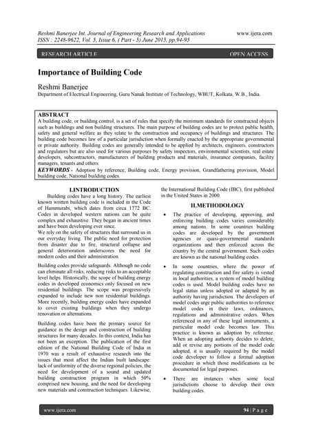 Exploring The National Building Code Text Of Paper 2012 1 Pdf