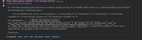 Help Debugging Delete Cut Remap Rvim