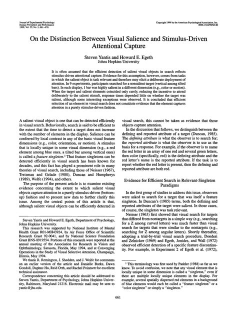 Pdf On The Distinction Between Visual Salience And Stimulus Driven