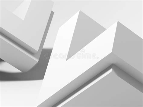 Abstract White Low Poly Geometric Installation Digital Graphic 3 D Stock Illustration