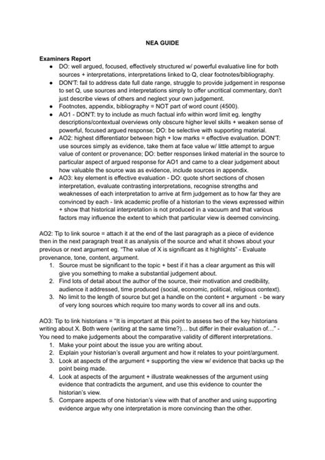 Summary AQA A LEVEL History NEA German Unification A Complete Notes Component