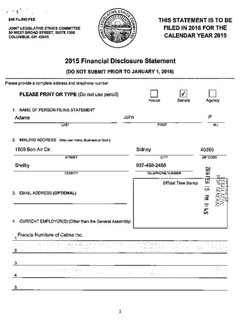 Fillable Online Download A Blank Financial Disclosure Statement Oec
