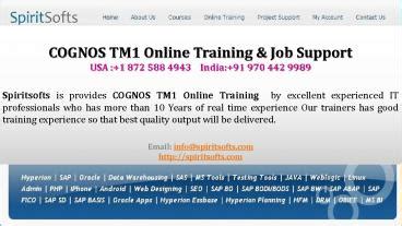 PPT IBM COGNOS TM1 Online Training Job Support PowerPoint Presentation Free To Download