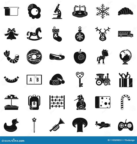 Preparatory Class Icons Set Simple Style Stock Vector Illustration Of Amusement Park 110509853