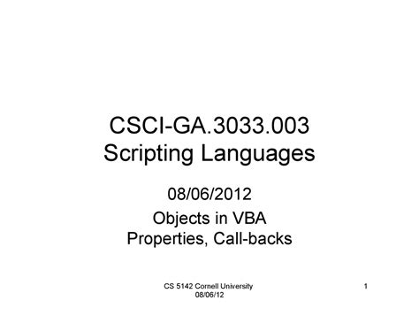 objects properties and callbacks in vba lecture notes compiler