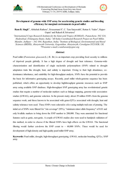 pdf development of genome wide snp array for accelerating genetic