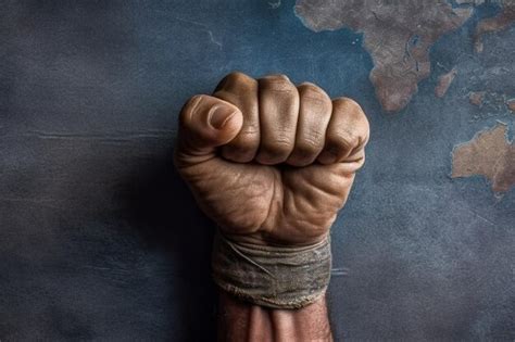 Premium Ai Image A Man With A Fist In Front Of A World Map