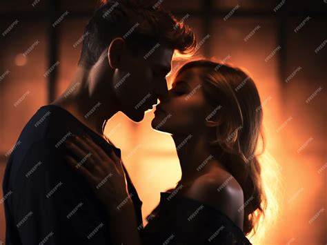 Premium Photo Backlit Scene Captures Couples Passionate Kiss