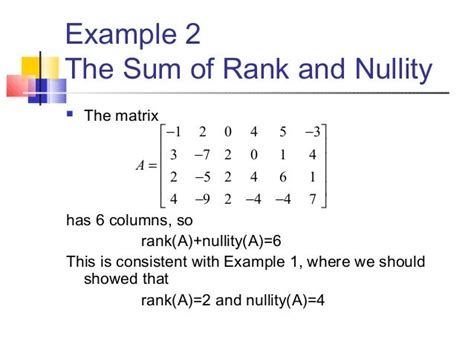 null space rank and nullity theorem