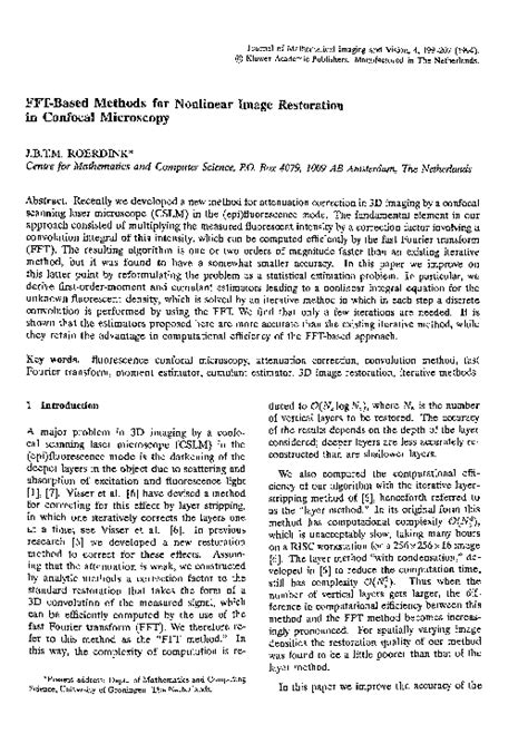 Pdf Improved Fft Based Nonlinear Image Restoration