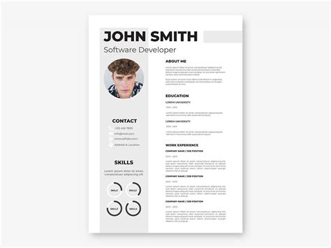 Free Software Developer Resume Template With Photo
