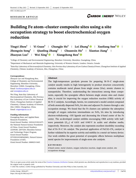 Pdf Building Fe Atomcluster Composite Sites Using A Site Occupation