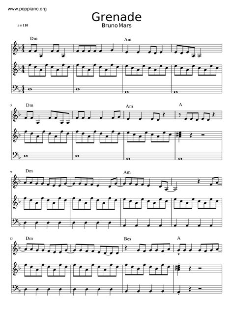 Bruno Mars Grenade Sheet Music Pdf Free Score Download ★