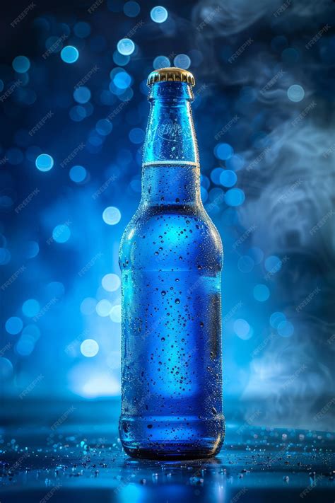 El Fondo De La Botella De Cerveza Azul De Tiro Completo Tiene Un Efecto