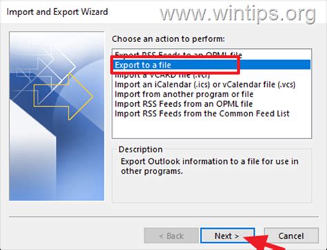 How To Export Outlook Emails To An Outlook PST Data File WinTips Org