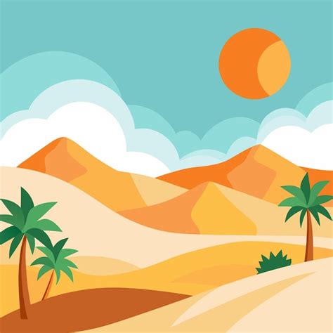 Desert Landscape Vector On White Background Premium Ai Generated Vector