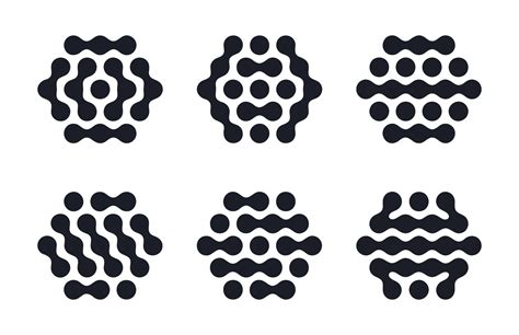Abstract Metaball Shapes Hexagon Spotted Graphic Design Elements Connected Liquid Molecule