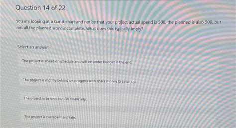Solved Question 14 Of 22You Are Looking At A Gantt Chart Chegg Com