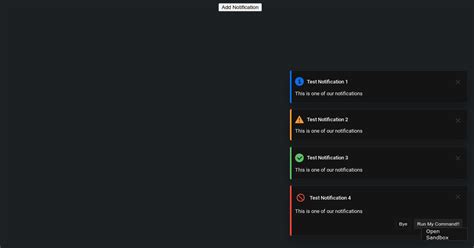 Notifications Test Codesandbox