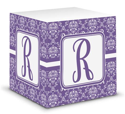 Custom Initial Damask Sticky Note Cube Personalized Youcustomizeit