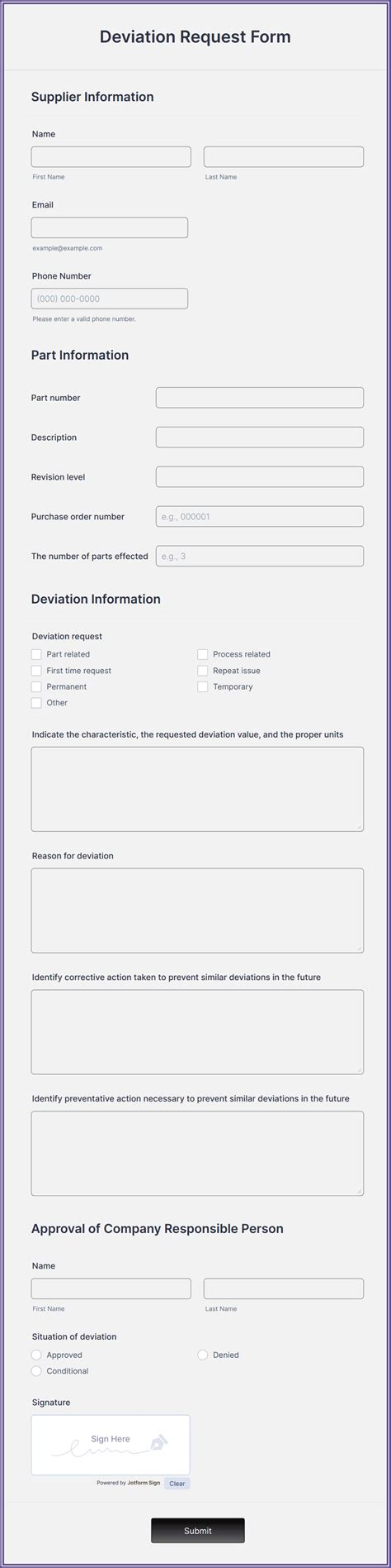 Deviation Request Form Template Jotform