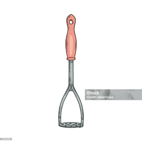 낙서 감자 매셔 으깬 감자를 요리하기 위한 주방용품의 벡터 핸드 그린 일러스트 벡터에 대한 스톡 벡터 아트 및 기타 이미지 벡터 감자 으깨는 도구 주방용구 Istock