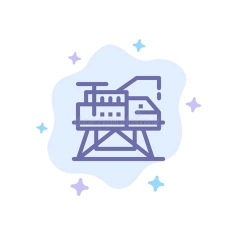 Construction Engineering Laboratory Platform Blue Icon On Abstract Cloud Background Stock
