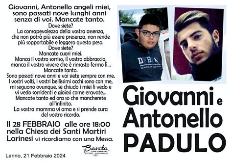 Larino Antonello E Giovanni Padulo Le Parole Di Una Madre Che Si Prende Cura Del Ricordo Dei
