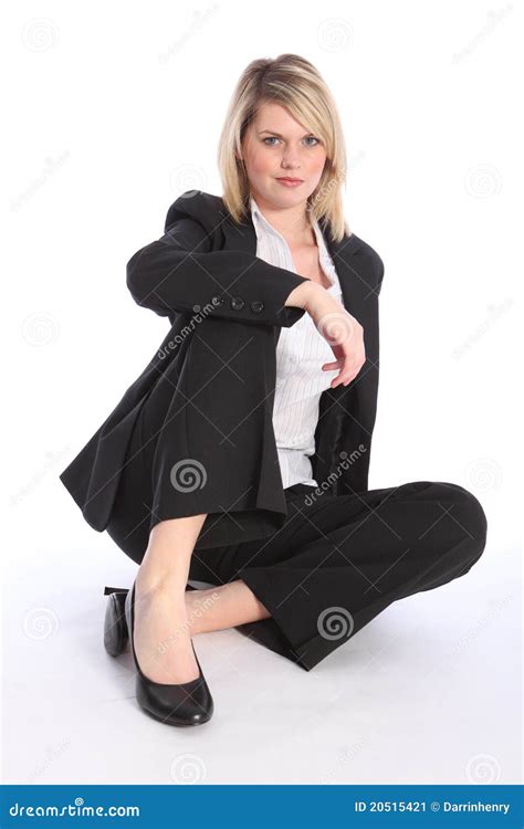 Beautiful Blonde Business Woman Sitting On Floor Stock Image Image Of