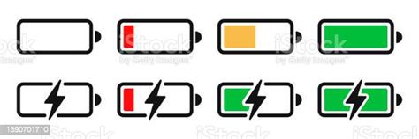 배터리 충전 전화 세트 아이콘입니다 평면 디자인의 벡터 일러스트 레이 션 배터리 전원에 대한 스톡 벡터 아트 및 기타 이미지 배터리 전원 아이콘 낮음 Istock