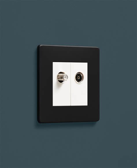 Black Double Data Port Socket With Black Or White Inserts