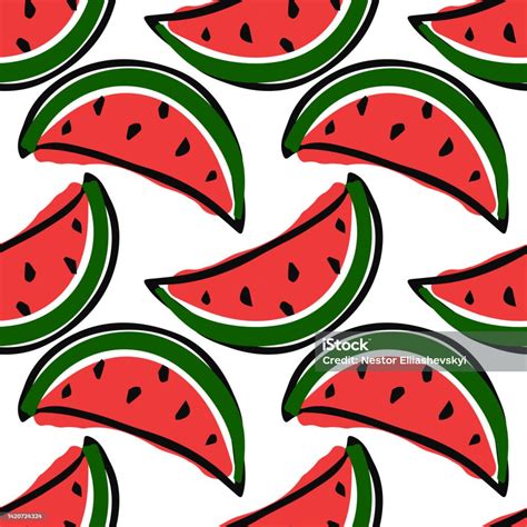 원활한 수박 패턴 수박을 사용한 벡터 낙서 일러스트레이션 수박을 가진 무늬 0명에 대한 스톡 벡터 아트 및 기타 이미지 0명