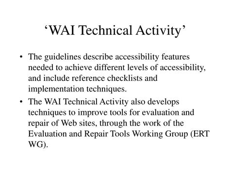 PPT The W C Web Accessibility Initiative WAI PowerPoint Presentation ID