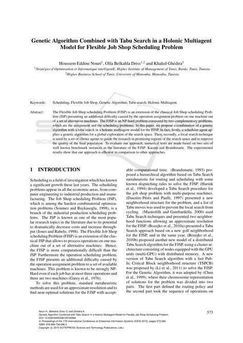 Pdf Genetic Algorithm Combined With Tabu Search In A Holonic
